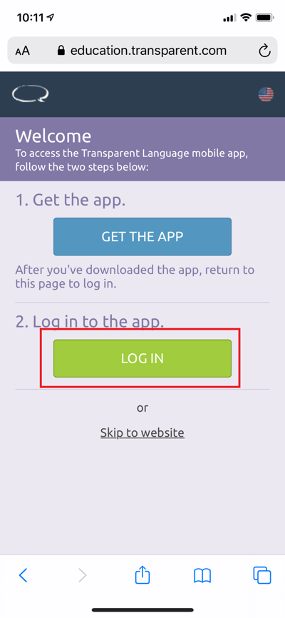 Installing and Logging in to the Transparent Language Mobile App