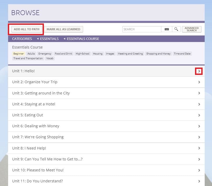 Transparent Language Online: Essentials Courses
